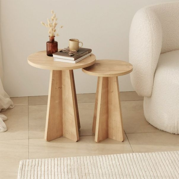 HANAH HOME Sto za dnevnu sobu Mushroom Sapphire Oak (2 dela)