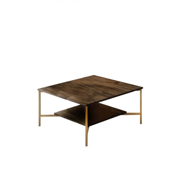 HANAH HOME Sto za dnevnu sobu Gold Line Walnut Black