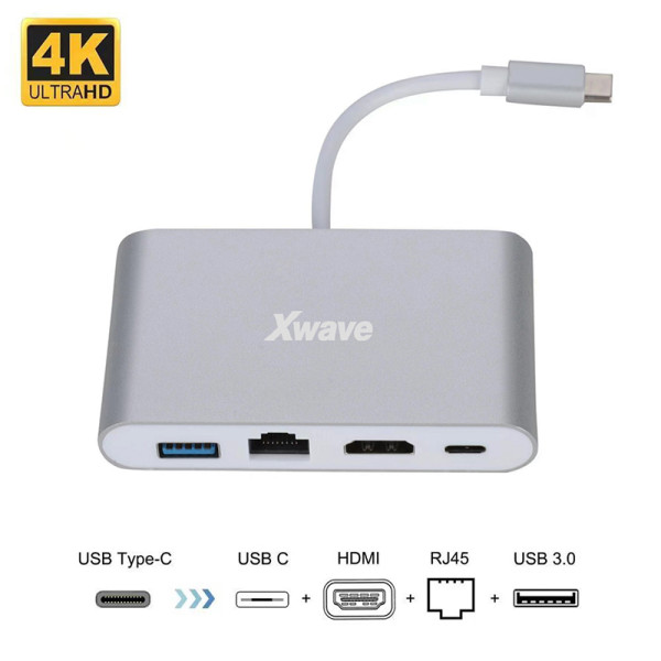Xwave Adapter USB 3.1 Tip-C M na HDMI+USB 3.0+Tip C+RJ45 F