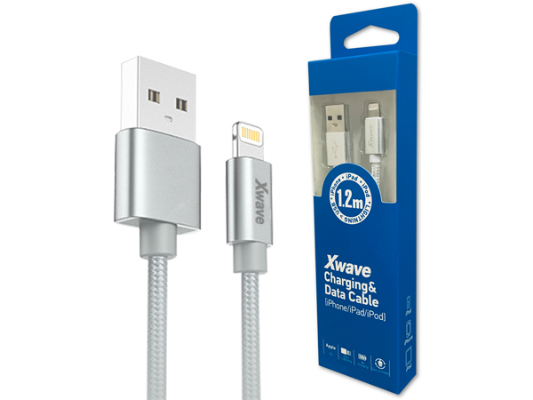 Xwave USB za iPhone 1.2m 3A Al /silver mesh