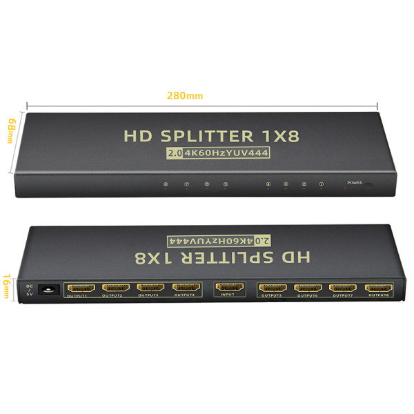 Xwave HDMI 2.0 spliter 1x in - 8x out 8K Activ