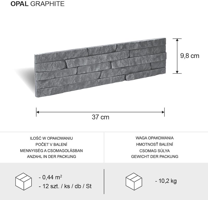 Betonski kamen Opal Graphite