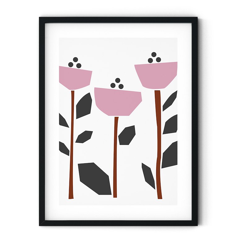 URAMLJENI POSTER MID CENTURY FLOWERS