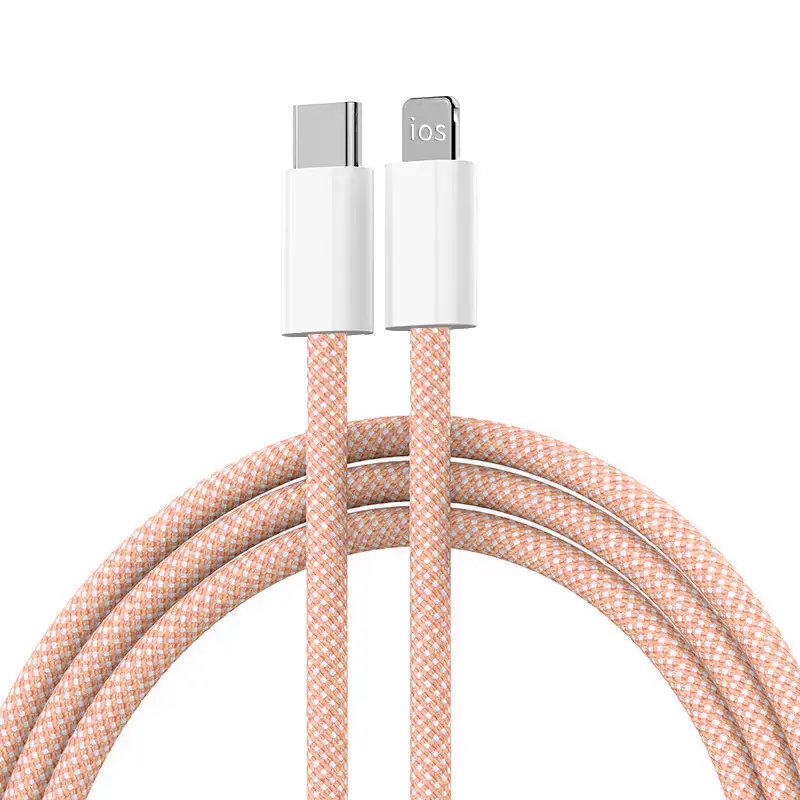 Usb kabl Braided PD Type C na Lightning 20W pink