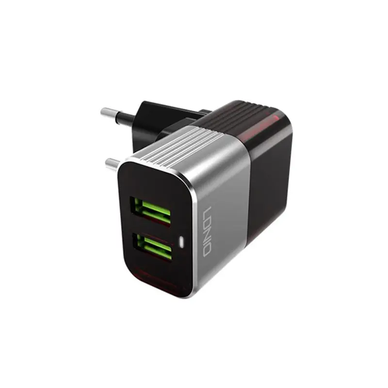 LDNIO Kućni punjač A2206 2XUSB 2.4A + iPhone Lightning kabl crno sivi