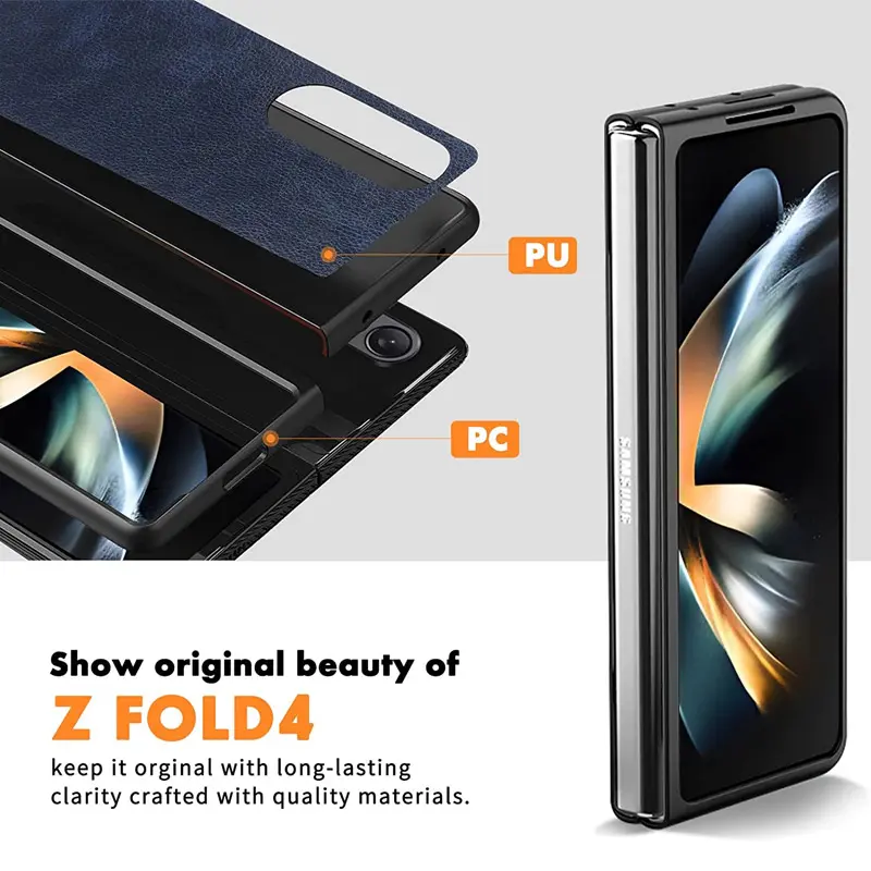 Maska za telefon Leather za Samsung Galaxy Z Fold 4 plava