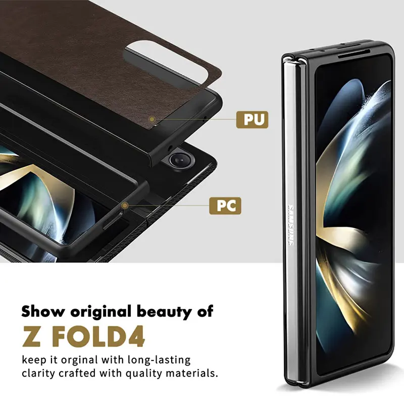 Maska za telefon Leather za Samsung Galaxy Z Fold 4 braon