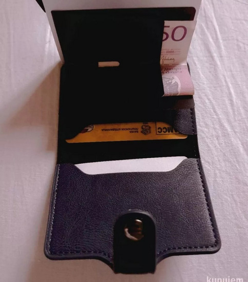 Metalni-kožni držač-novčanik za kartice