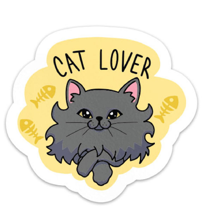 Stiker - Cat lover, žuti