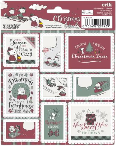 Novogodišnji stikeri za poklone - Snoopy Christmas Labels