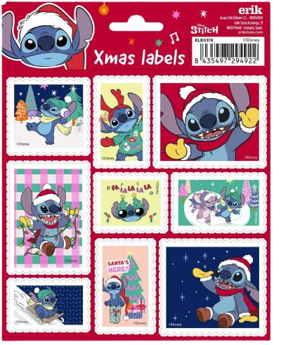 Novogodišnji stikeri za poklone - Disney Stitch Christmas