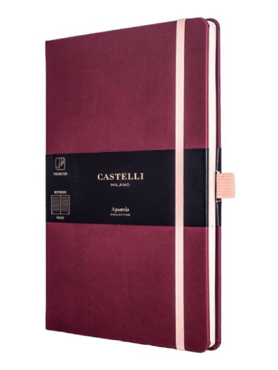 Agenda - Castelli, Aquarela, Black Cherry, 13x21cm kockice