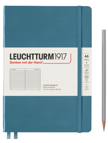 Agenda Medium A5 Hardcover - Leuchtturm, 251 PG Ruled Stone Blue