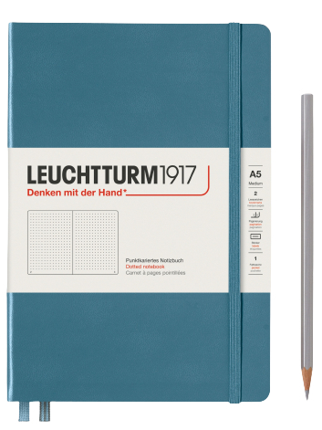 Agenda Medium A5 Hardcover - Leuchtturm, 251 PG Dotted Stone Blue