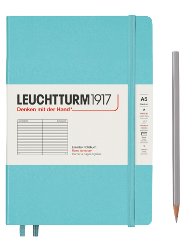 Agenda Medium A5 Hardcover - Leuchtturm, 251 PG Ruled Aquamarine