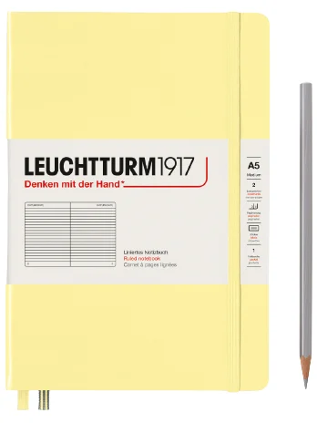 Agenda Medium A5 Hardcover - Leuchtturm, 249 PG Ruled Vanilla