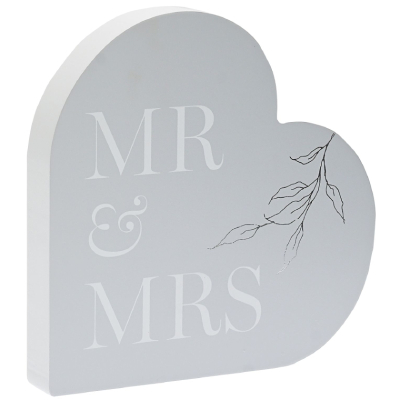 Dekoracija - Amore, Heart Mantel Plaque, Mr & Mrs