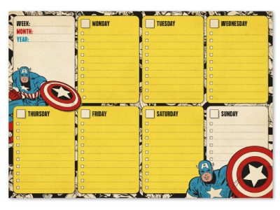 Stoni planer A4 - Captain Americas Shield, Weekly