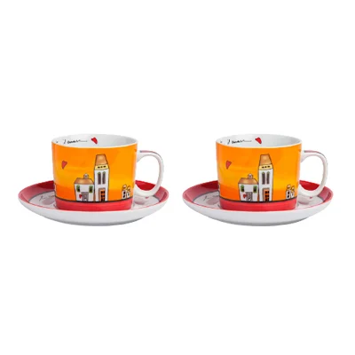 Šolje sa tacnom Coffee set 2 - Le Casette, Red