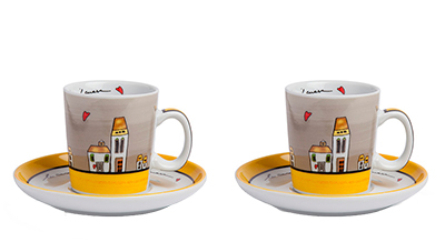 Šolje sa tacnom Coffee set 2 - Le Casette, Yellow