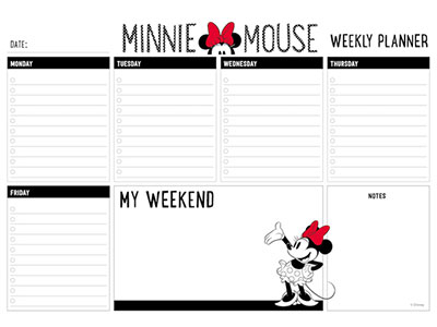 Nedeljni planer A4 Disney Minnie Mouse Rock The Dots
