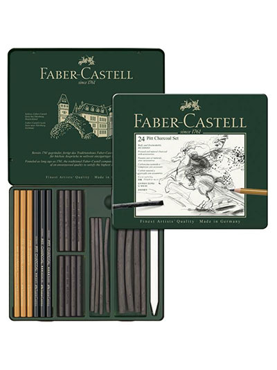 Ugalj za crtanje set 24 - Faber-Castell, Pitt Monochrome