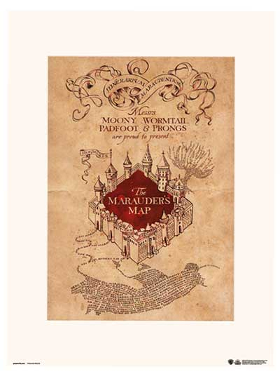 Print reprodukcija - HP, The Marauders Map, 30x40 cm
