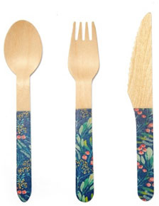 Wood Cutlery Floral