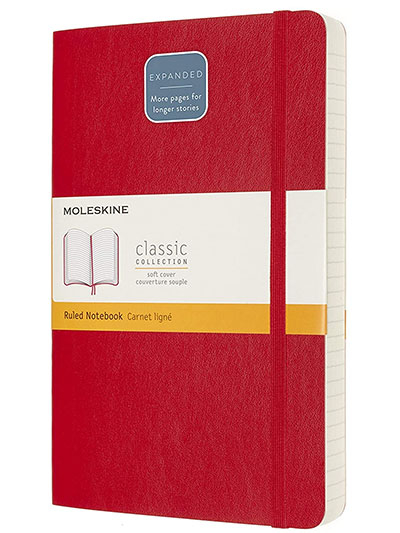 Moleskine - Classic Notebook Expanded, Soft Cover and Elastic Closure, Colour Scarlet Red