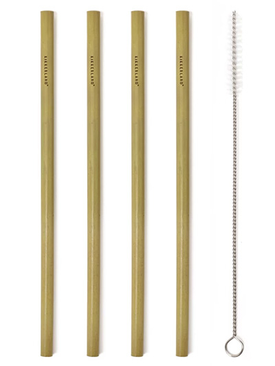Natural Bamboo Straws, set 1/8 +Brush