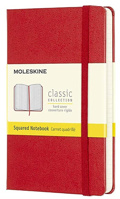 Moleskine - Hard Cover Pocket Squared Notebook, Scarlet Red