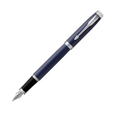 Parker IM Fountain Pen, Matte Blue, Medium Nib with Blue Ink Refill