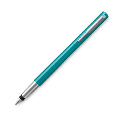 Parker 2025895 Medium Vector Chrome Trim Nib Fountain Pen - Emerald/Blue