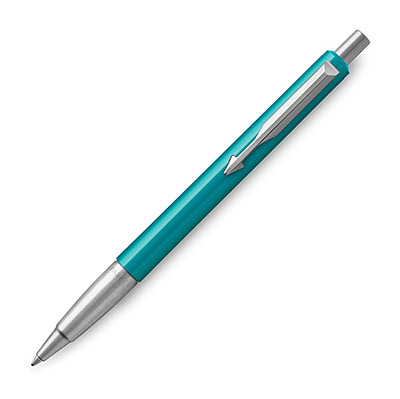 Parker Medium Vector Chrome Trim Point Ballpoint Pen - Emerald/Blue