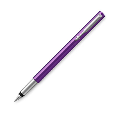Parker Medium Vector Chrome Trim Nib Fountain Pen - Purple/Blue