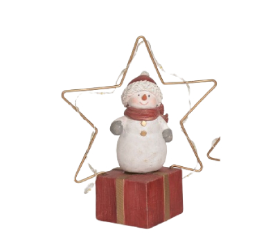 NG LED Dekoracija - Snowman Giftbox, 15.5 cm