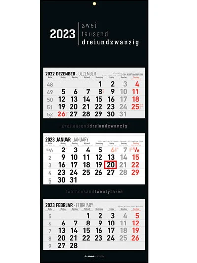 Zidni kalendar 2023 - Black, 33x80 cm