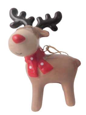 NG Ukras - Brown Reindeer With Red Scarf Tree