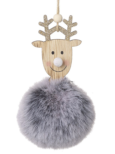 NG ukras - Hanging fluffy grey reindeer