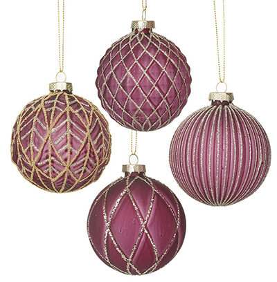 NG ukras set 4 - Glass baubles, pink & gold