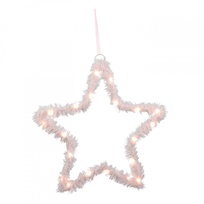 Novogodišnji ukras - LED Hanging Star Fure, metal/polyester rose
