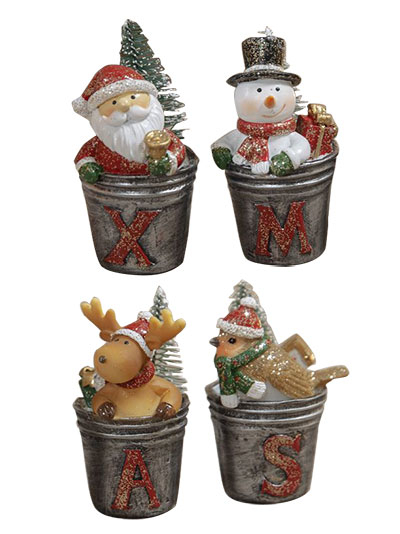 Set novogodišnjih ukrasa - Santa, snowman, reindeer and robin