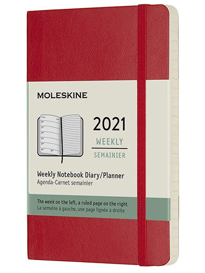 Moleskine Weekly Planner 2021, 12-Month Weekly Diary, Weekly Planner and Notebook, Colour Scarlet Red