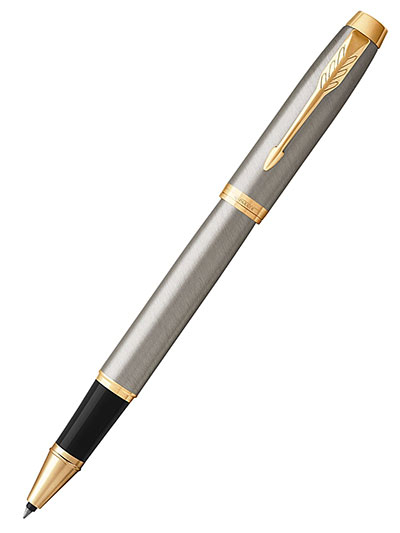 Parker IM Rollerball Pen, Brushed Metal, Fine Point Black Ink