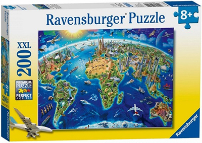 Ravensburger puzzle - Karta sveta sa znamenitostima