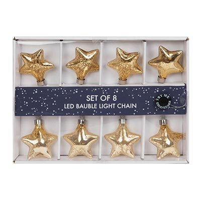 Novogodišnje LED lampice, set/8 - Glass Gold Star Bauble