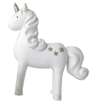 Novogodišnja figura - White Unicorn Gold Glitter, L