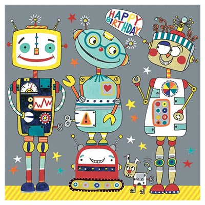 Čestitka - Happy Bday, Robots