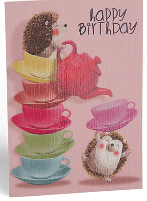 Čestitka - Happy Birthday, Hedgehog Tea