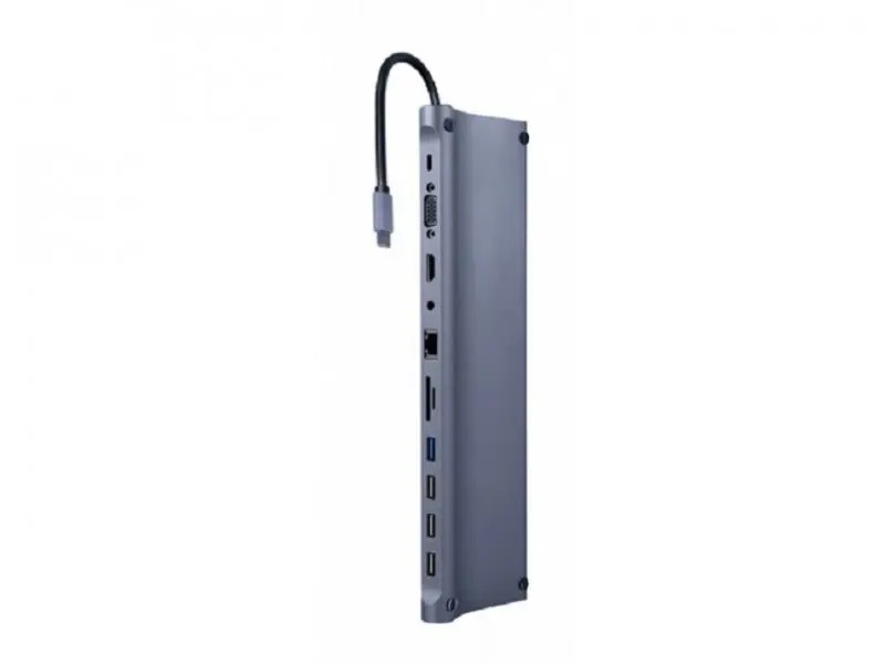 GEMBIRD Tip-C USB Hub 11-Port, Sivi